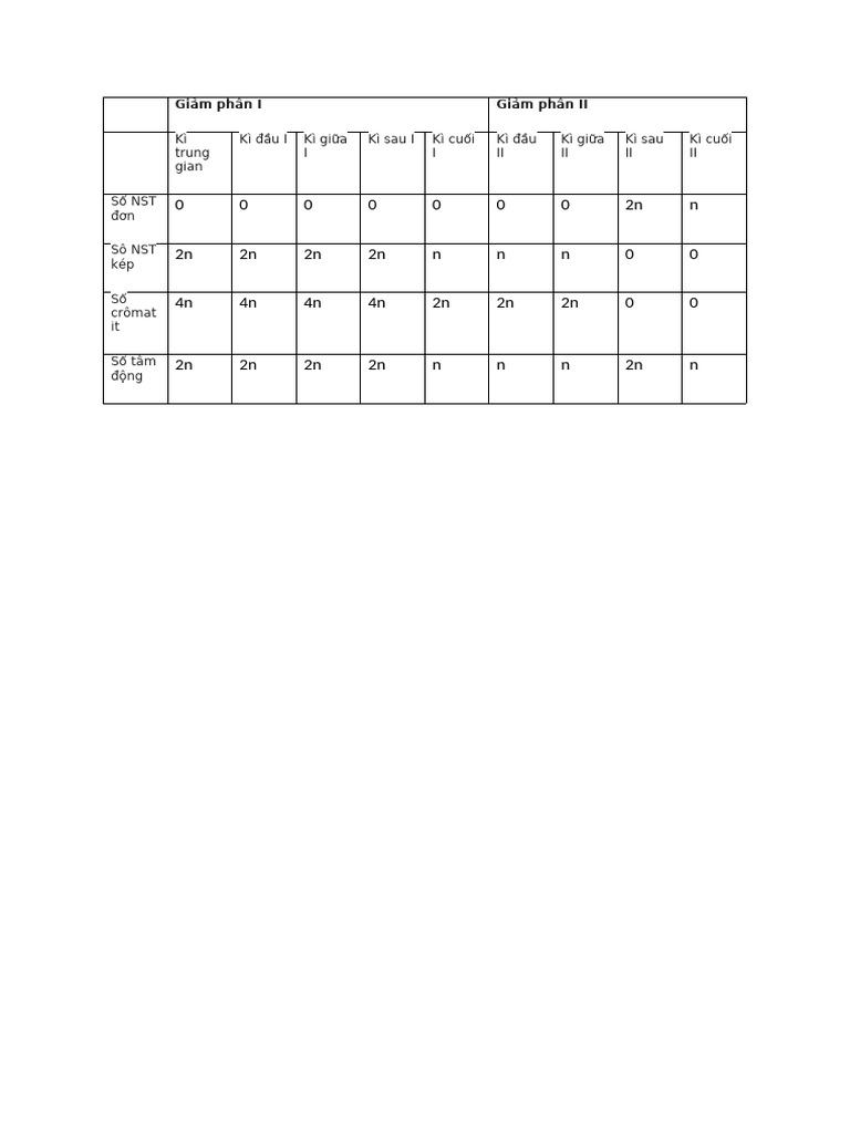 Giảm Phân I Giảm Phân II | PDF