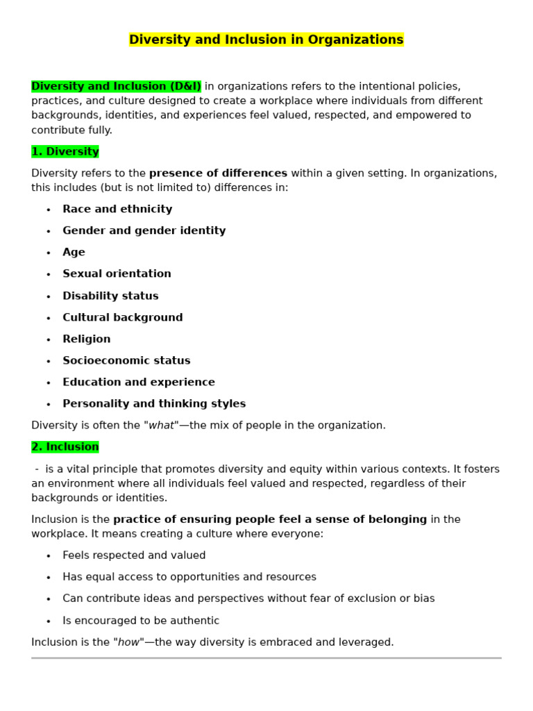 What Is Diversity and Inclusion in Organizations | PDF | Diversity (Business) | Employee Retention