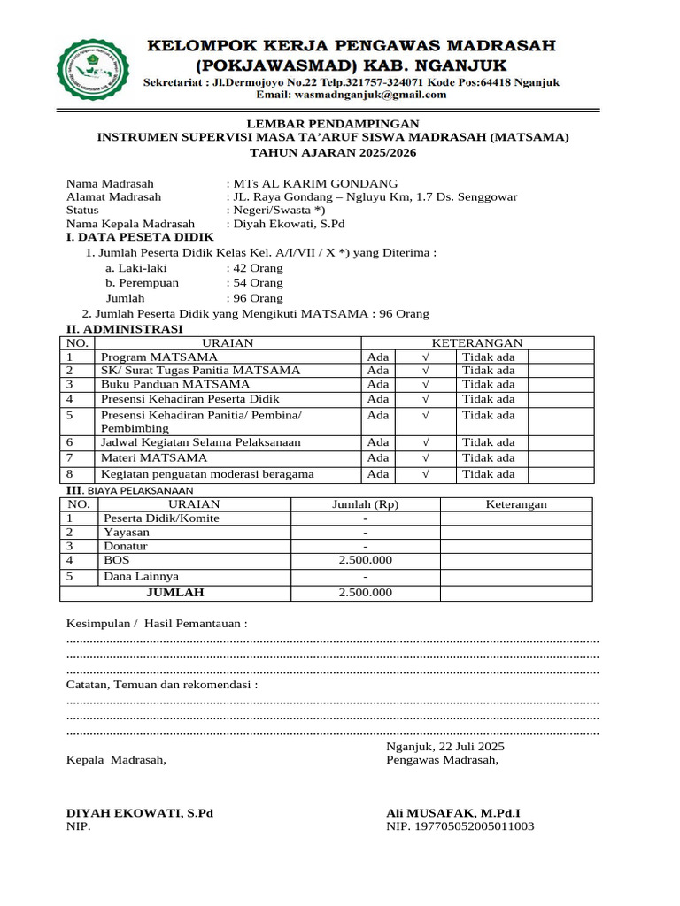 Fix - Instrumen Matsama 2025-2026 | PDF