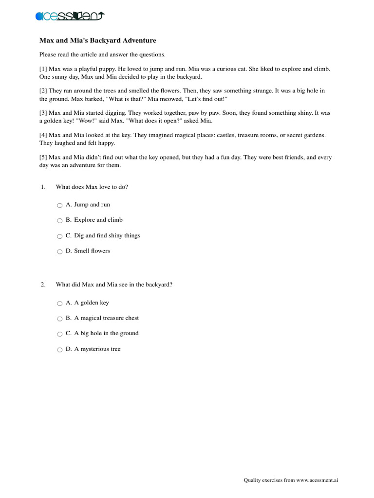 P2 Reading Exercise Sample | PDF
