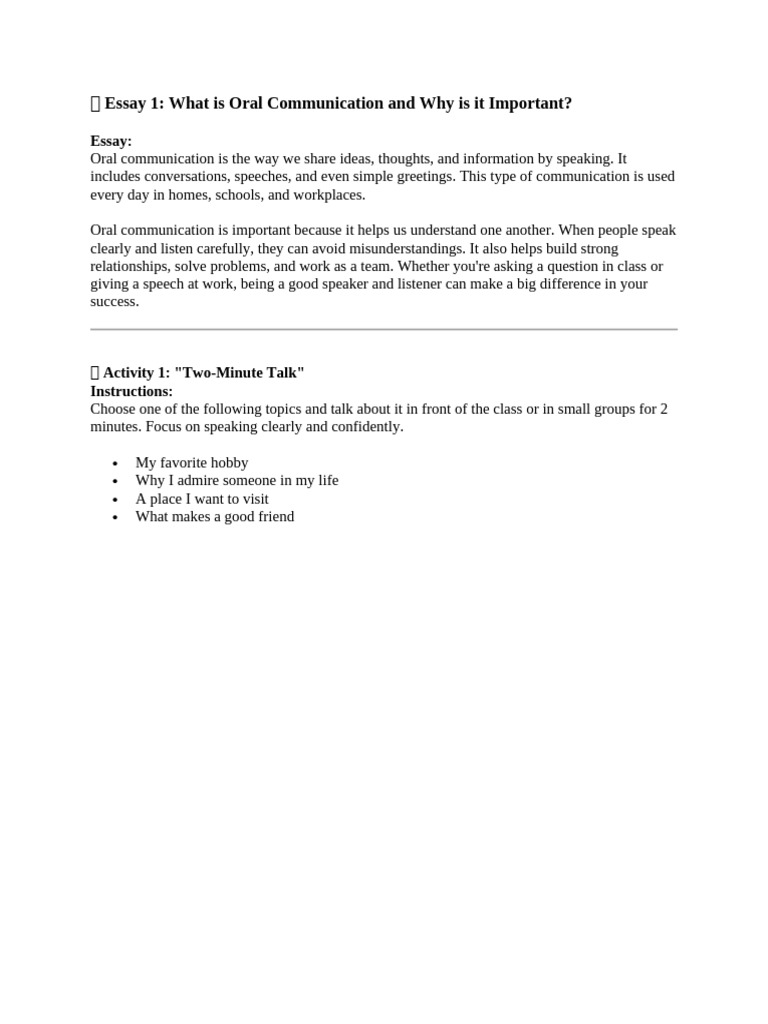 Activity 1 in Oral Coomunication | PDF