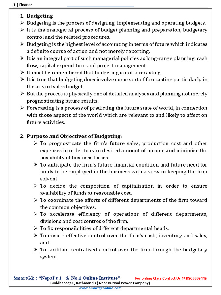 Principles and Types of Budgeting, Its Importance and | PDF | Budget ...
