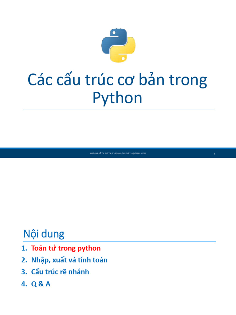 Basic - Lesson - Cac Cau Truc Co Ban Trong Python (First02) | PDF