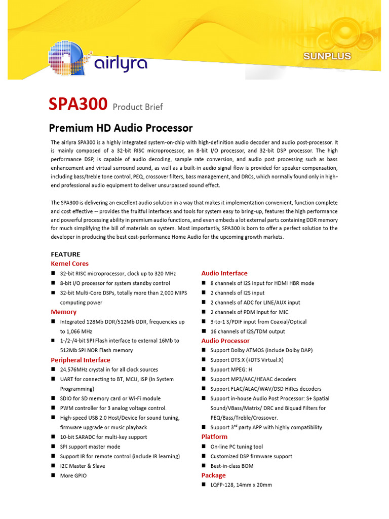 Spa 300 | PDF | Digital Signal Processor | Digital Technology