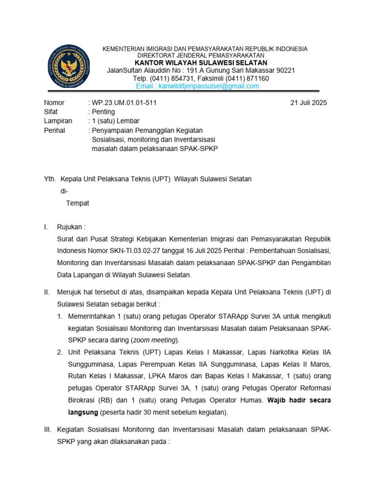Sosialisasi SPAK-SPKP Sulawesi Selatan | PDF