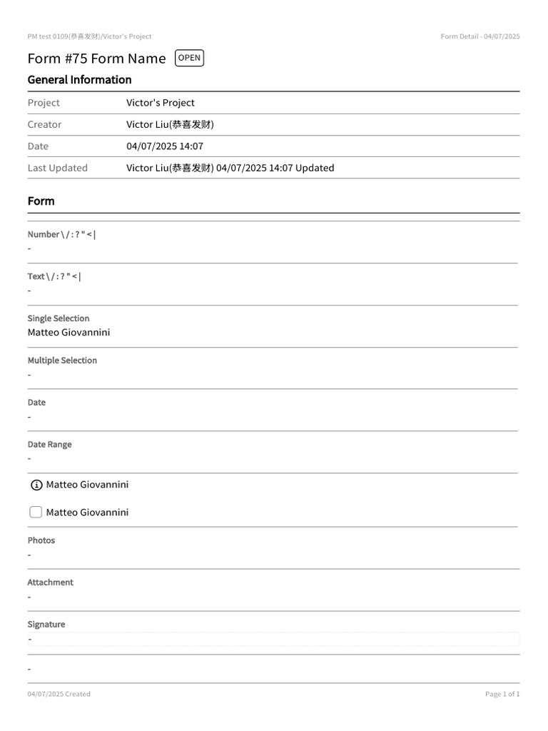 Form 75 for Victor's Project | PDF