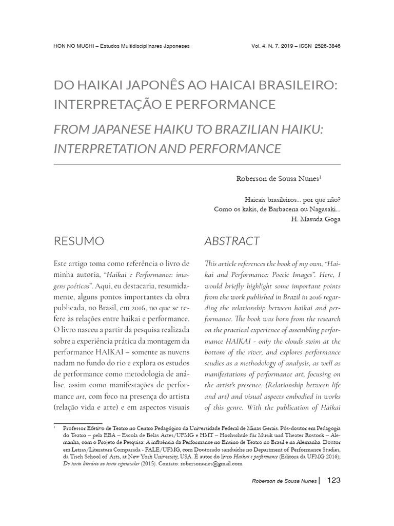 Haikai Japonês e Brasileiro: Performance | PDF | Haiku | Poesia