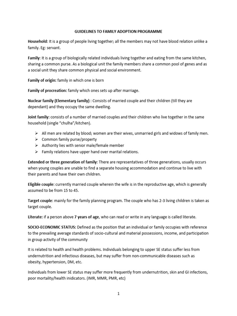 Family Adoption Program Guidelines | PDF | Marriage | Medical Specialties