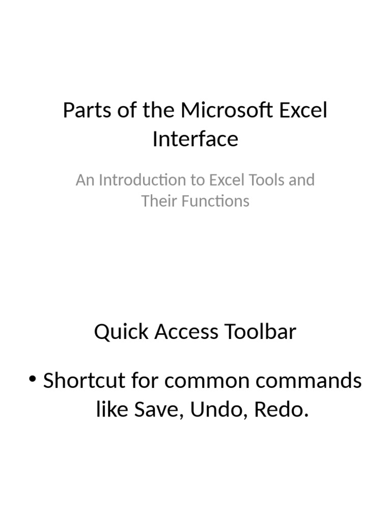 Components of the Excel Interface | PDF