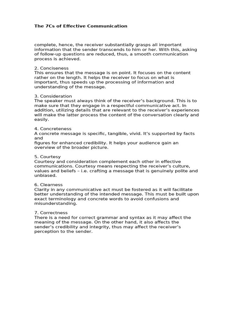 The 7Cs of Effective Communication | PDF