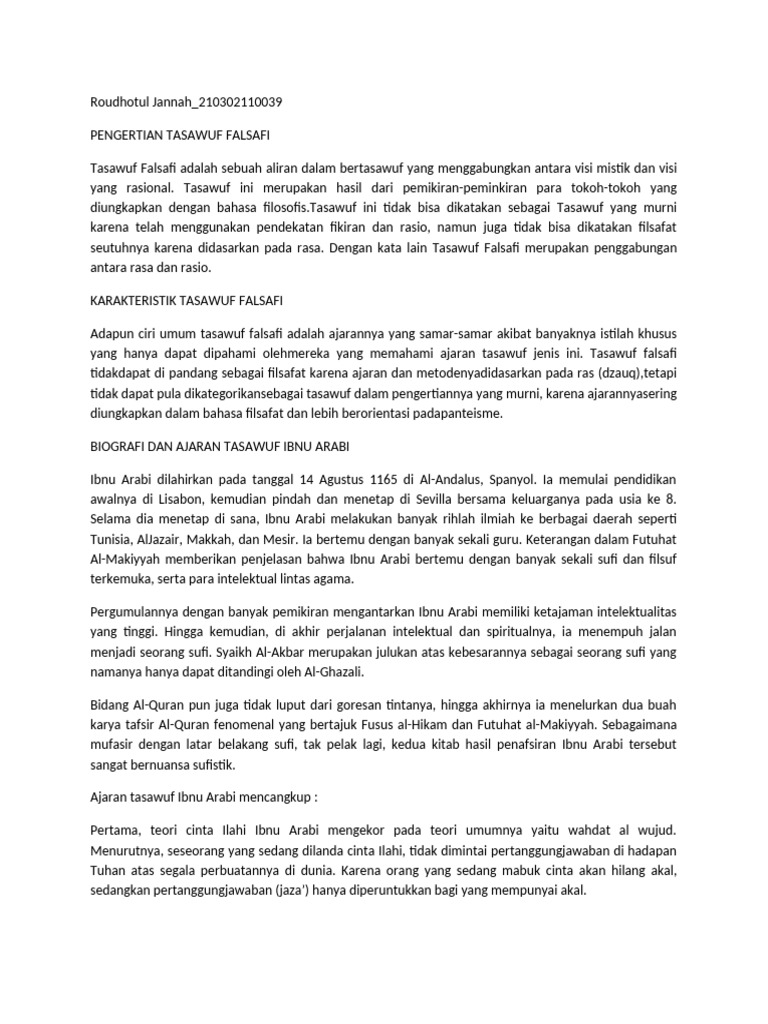 Tasawuf Falsafi dan Ajaran Ibnu Arabi | PDF