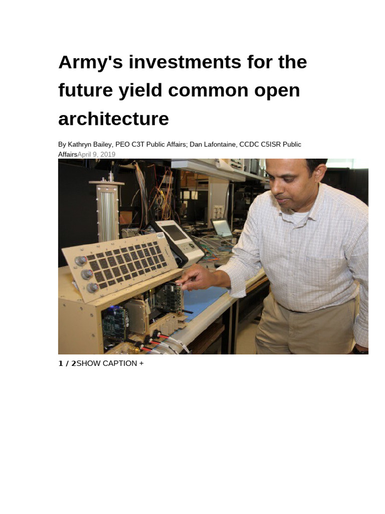 Army's Investments For The Future Yield Common Open Architecture | PDF ...