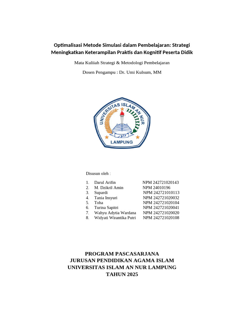 Metode Simulasi dalam Pembelajaran Efektif | PDF