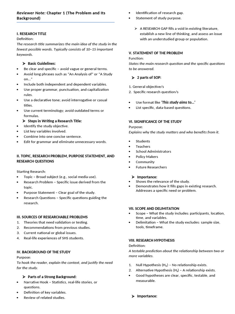 Reviewer Note The Problem and Background | PDF | Hypothesis | Question
