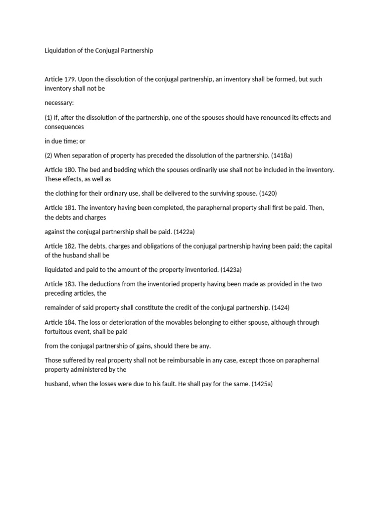 Conjugal Partnership Liquidation Guide | PDF