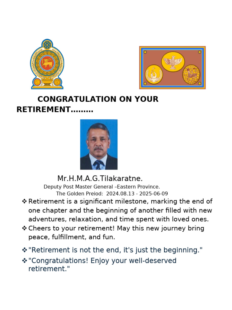 Congratulation On Your Retirement | PDF