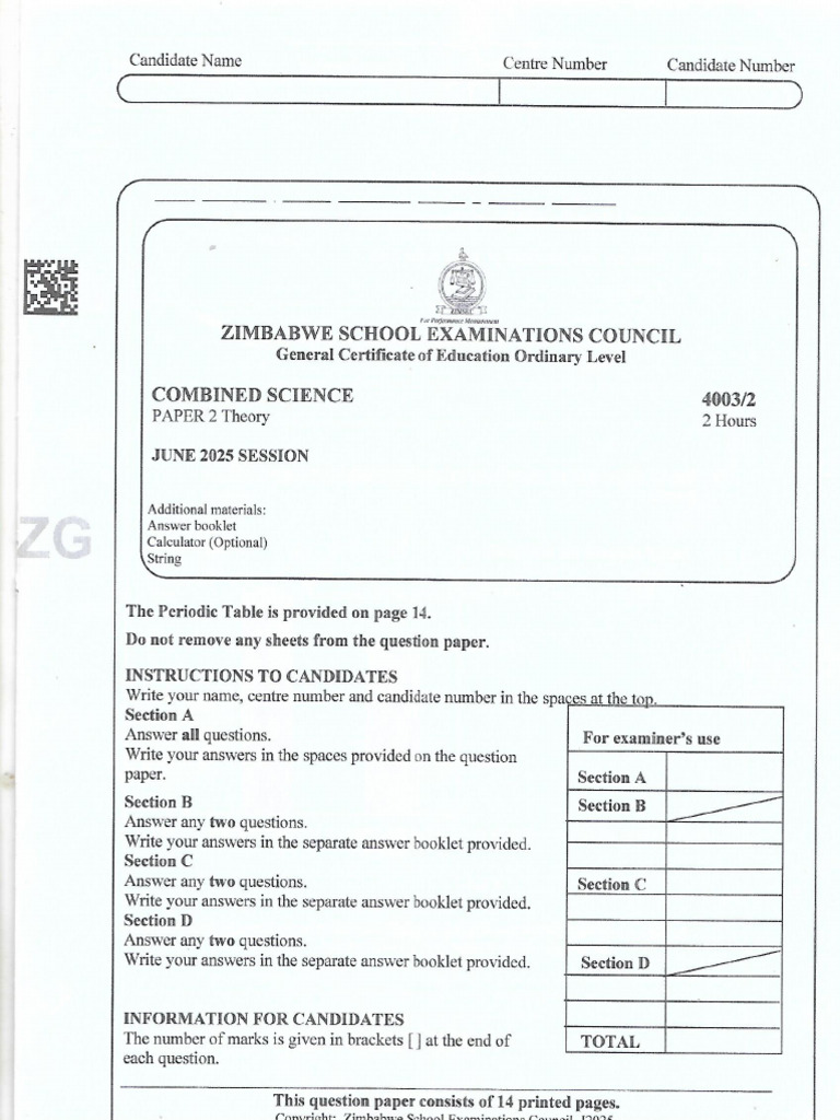 June 2025 Combined Science p2 | PDF