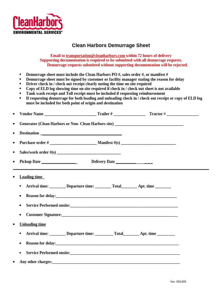 Clean Harbors Detention Sheets | PDF