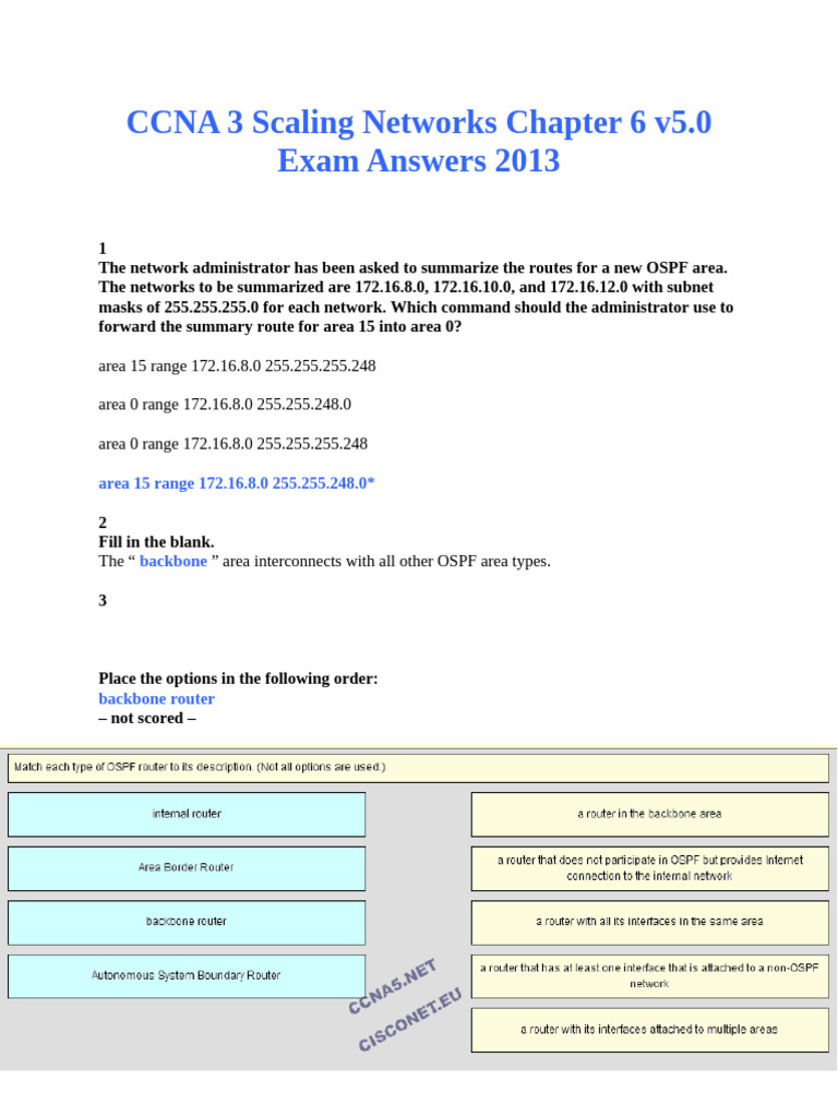 CCNA 3 Scaling Networks Chapter 6 v5 | PDF | Routing | Telecommunications