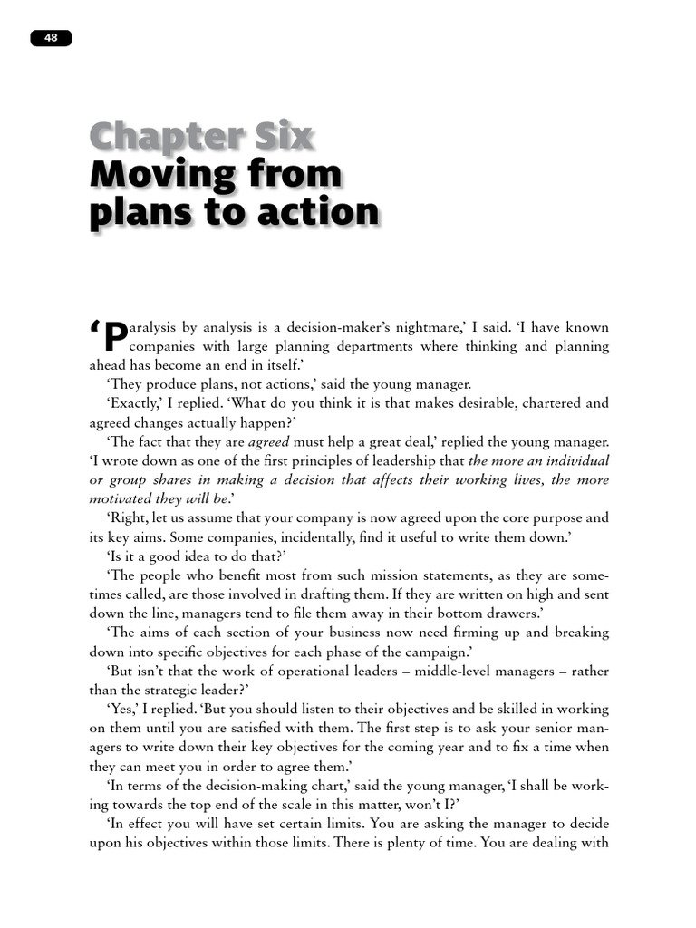 Moving From Plans To Action | PDF | Staff (Military) | Leadership