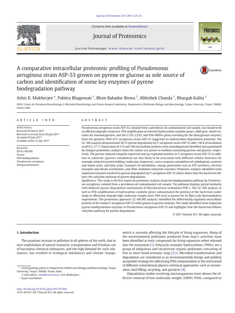 A Comparative Intracellular Proteomic Profiling of Pseudomonas Aeruginosa | PDF | Polycyclic ...