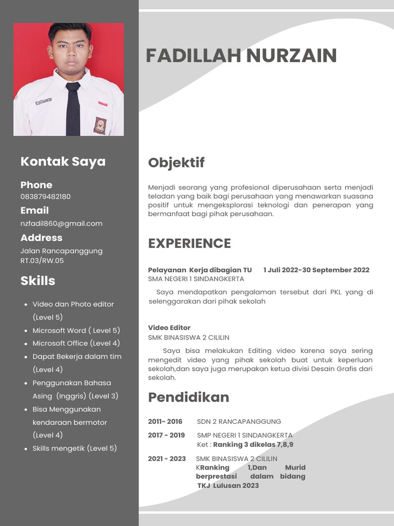 Grey White Modern Graphic Designer Resume | PDF