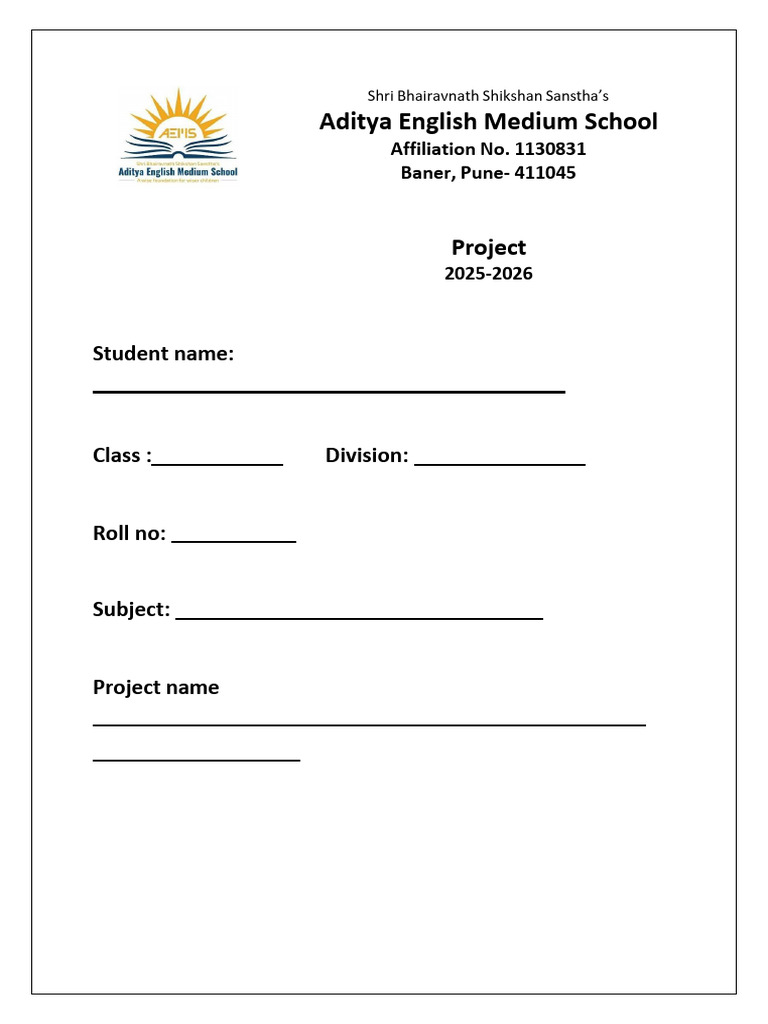Front Page For Project, 25-26 | PDF
