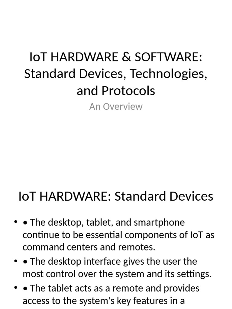 IoT Hardware Software Presentation | PDF | Internet Of Things | Bluetooth