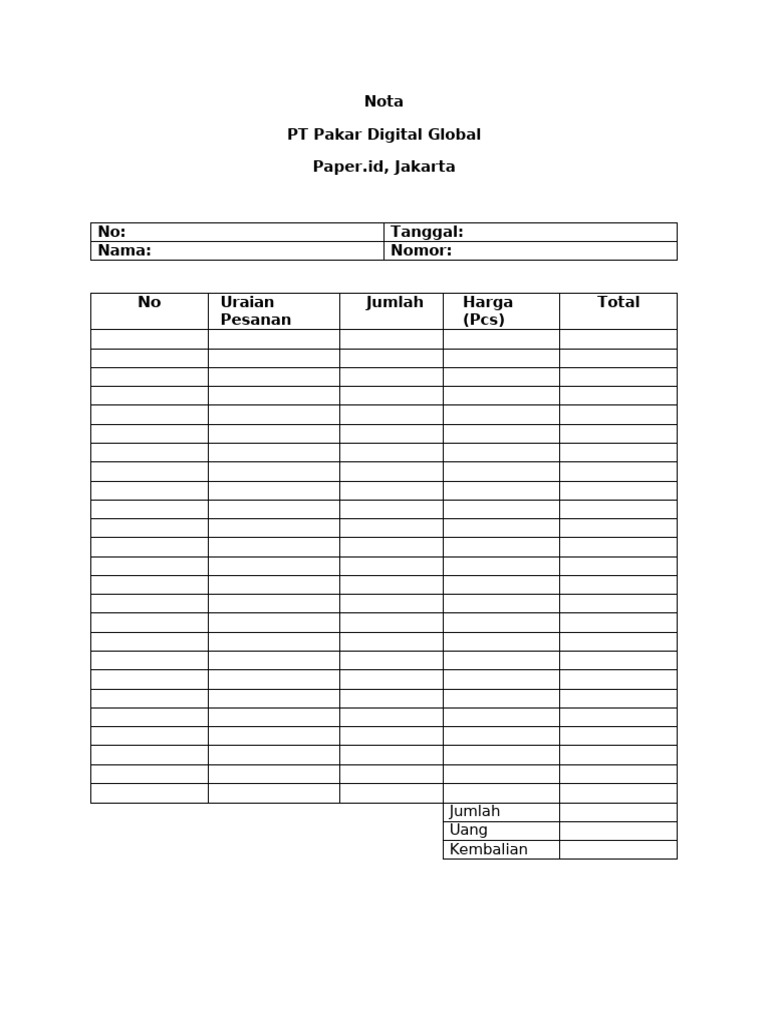 Nota Belanja Grosir Elektronik | PDF