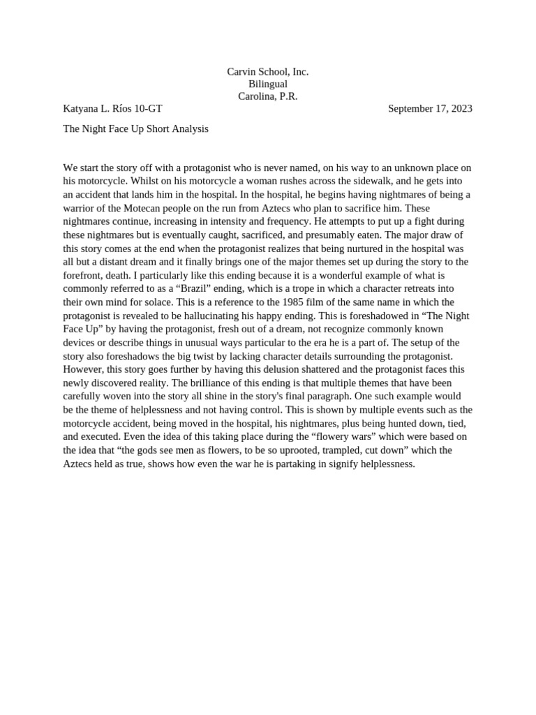 The Night Face Up | PDF