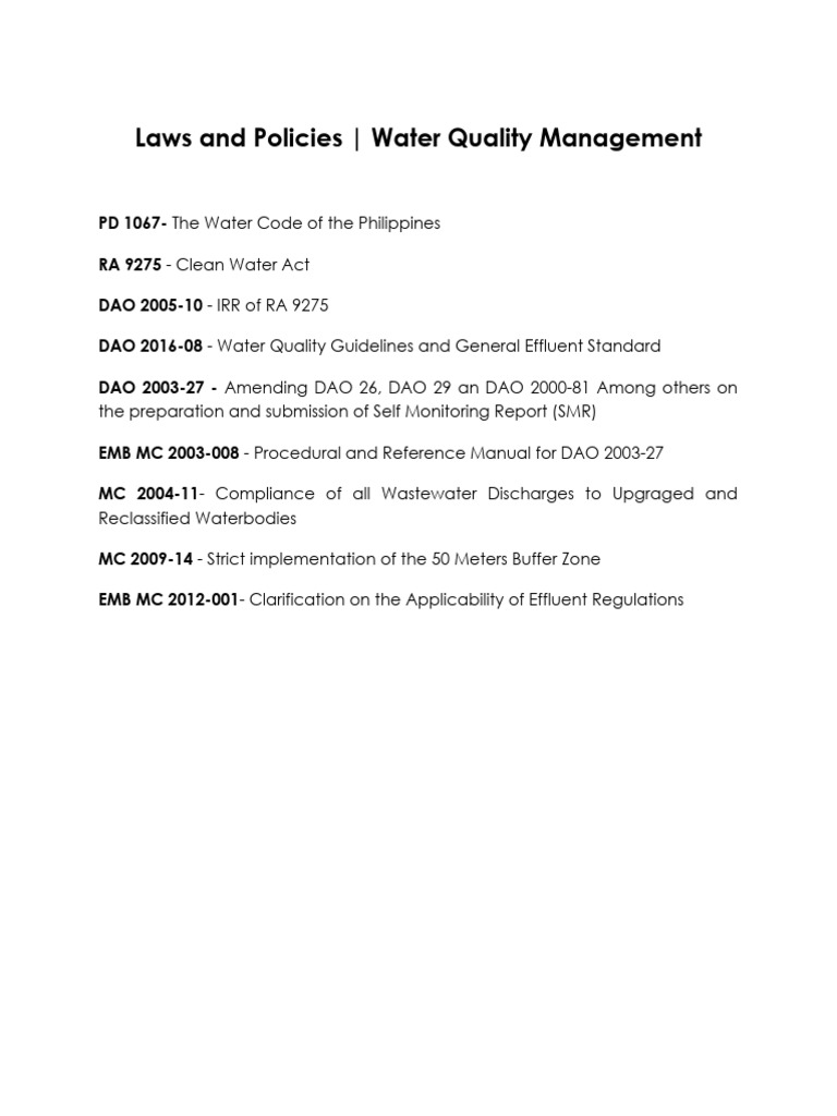 Coverpage - Water Quality Management | PDF