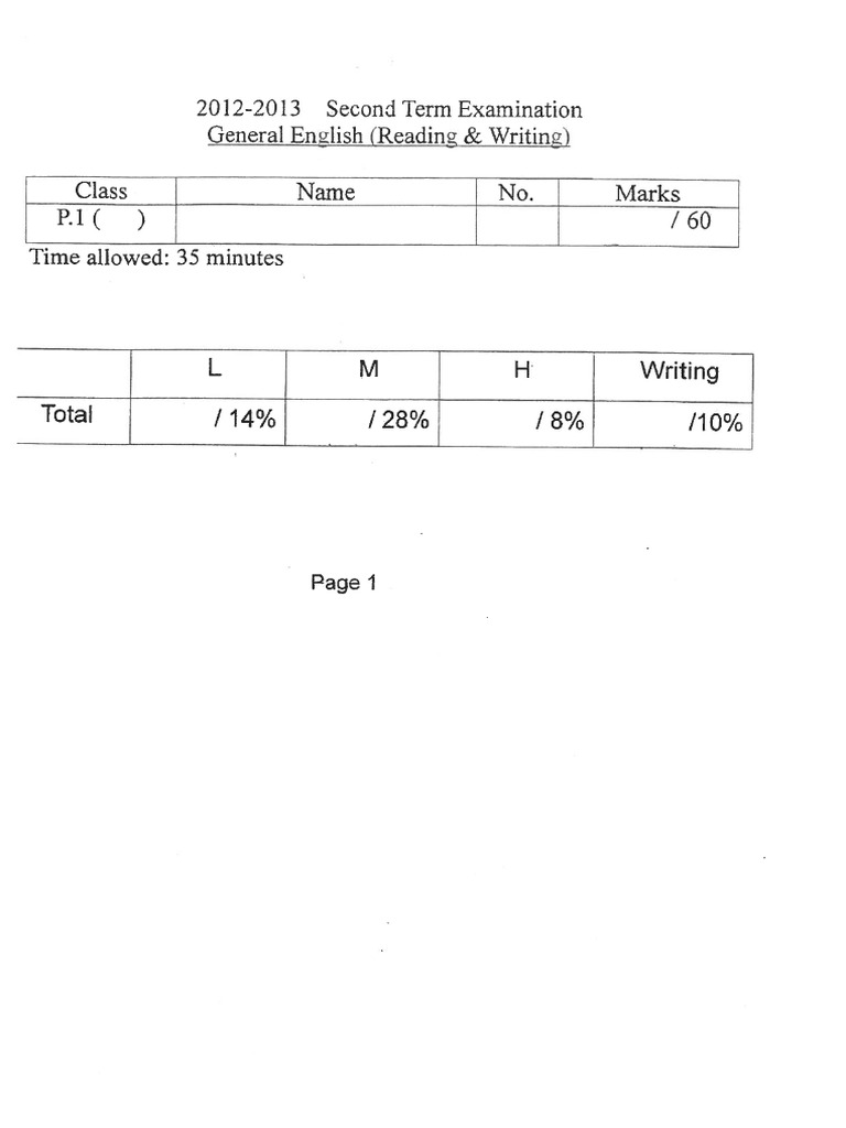 P1 1st Exam Reading | PDF