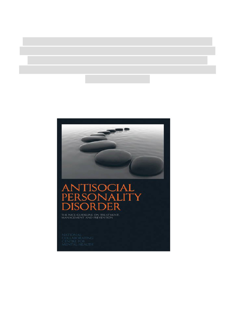 Antisocial Personality Disorder The NICE Guideline on Treatment Management and Prevention 1 Pap ...