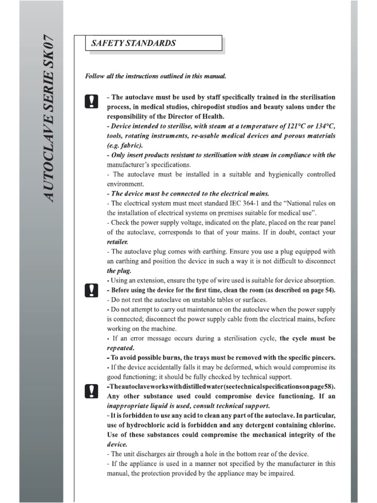 3.5 Faro Instruction Manual Autoclave Sk07 TOM TAT | PDF ...