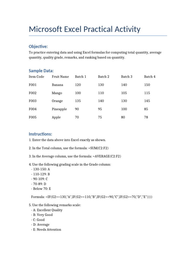 Fruit Inventory Practical | PDF