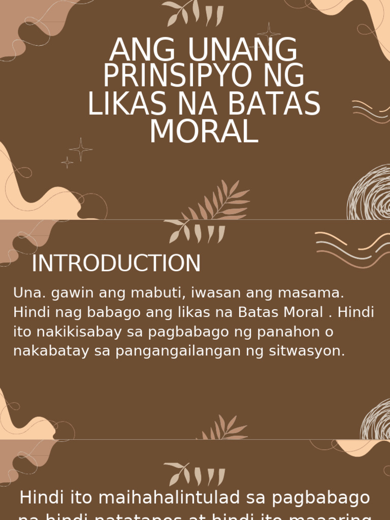 Ang Unang Prinsipyo NG Likas Batas Moral | PDF