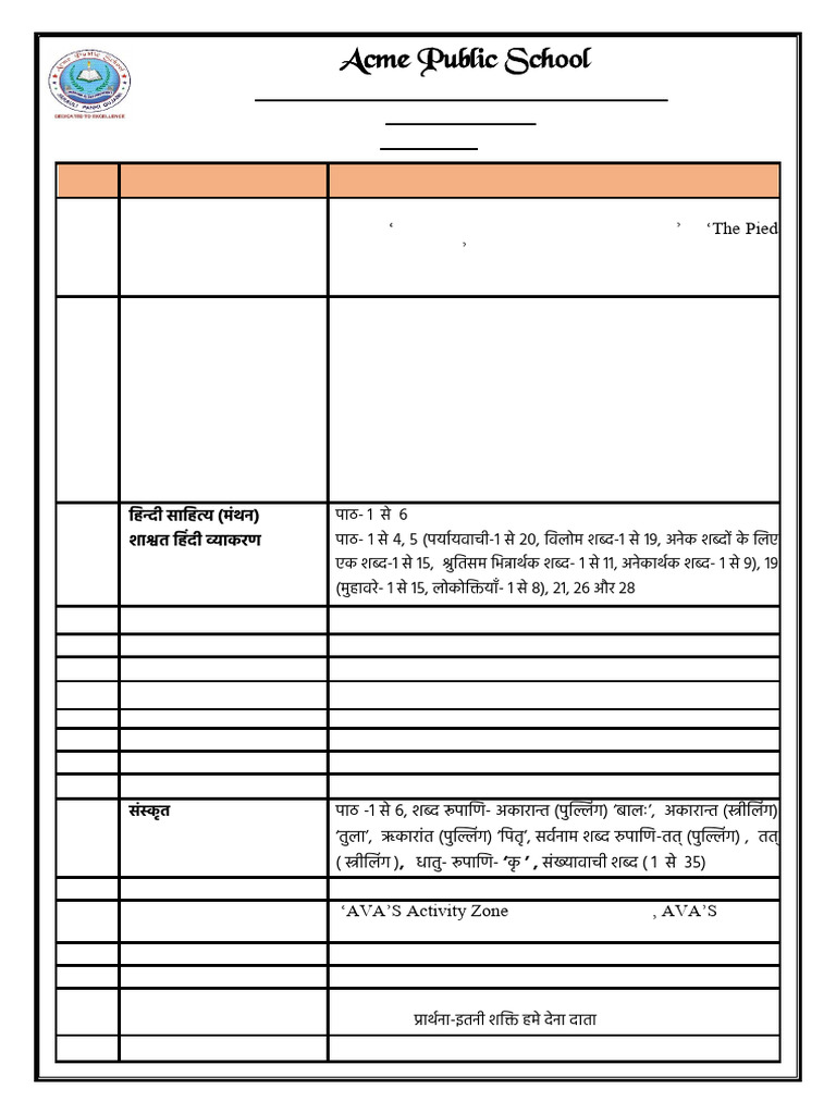 Class VII I Term Exam Syllabus 2025-26 | PDF | Linguistics | Grammar