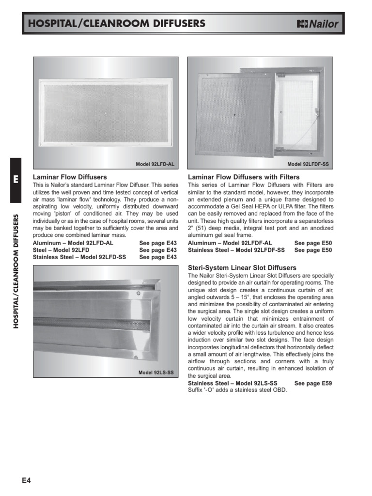 NailorCatalog-HospitalCleanRoomLaminar92LFD 2 | PDF | Laminar Flow | Mechanical Engineering