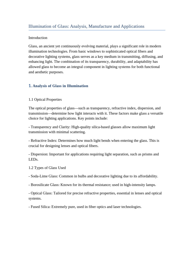 Illumination of Glass Assignment Group 3 | PDF | Glasses | Optical Fiber