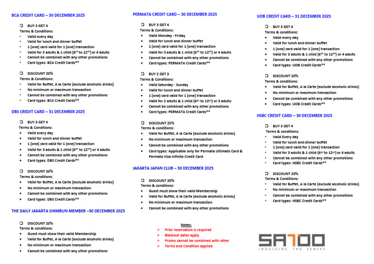 Satoo Buffet Promotions 2025 | PDF | Banking Technology | Payments
