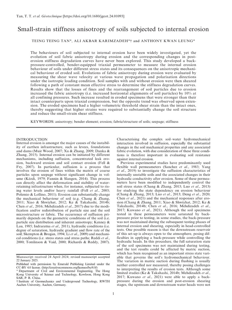 Tan Et Al 2025 Small Strain Stiffness Anisotropy of Soils Subjected To ...
