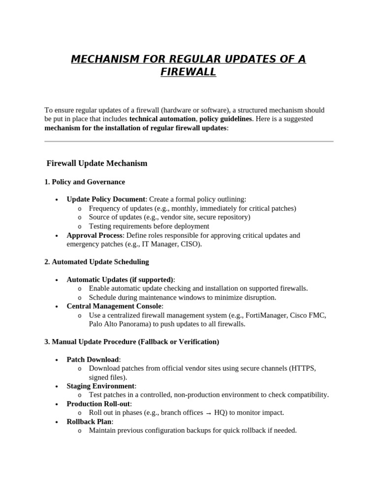 Firewall Update Mechanism Guide | PDF | Firewall (Computing) | Software
