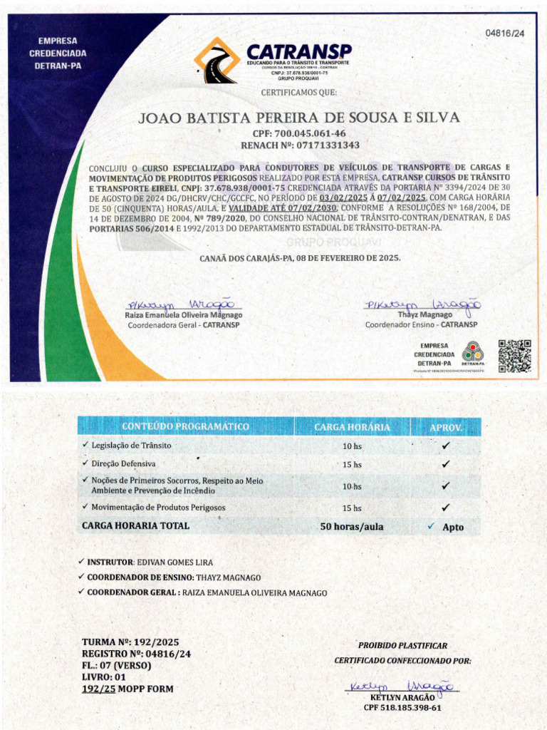 Joao Batista Pereira de Sousa e Silva Mopp | PDF