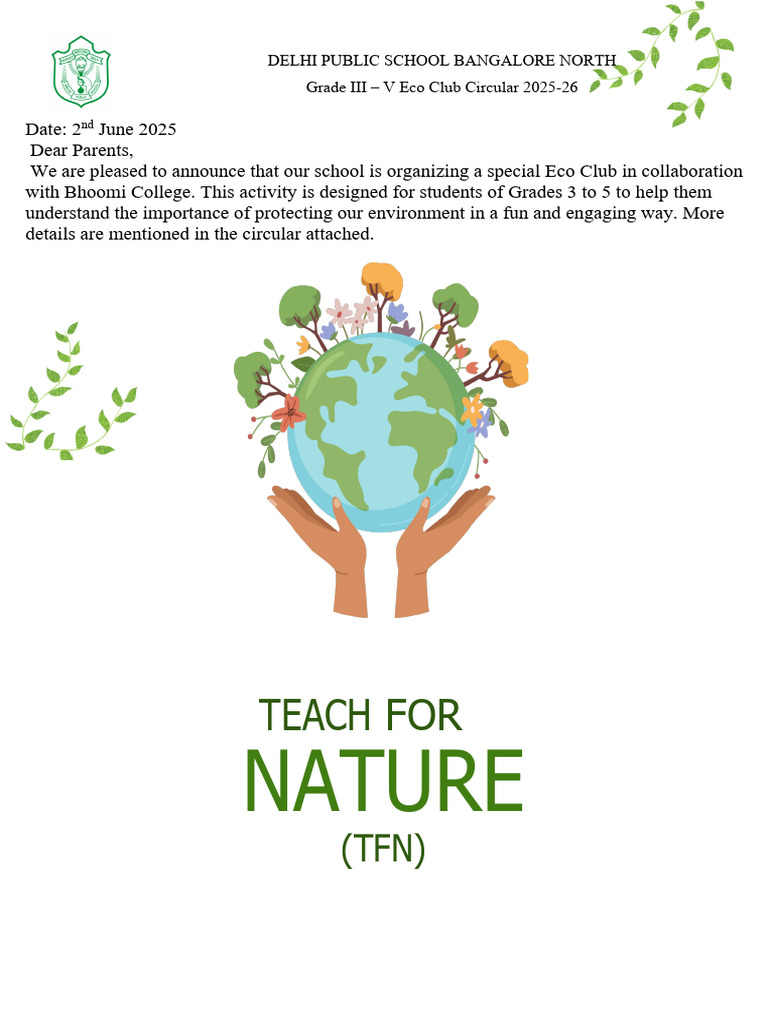 1890 Eco Club Circular 2025-26 | PDF | Learning