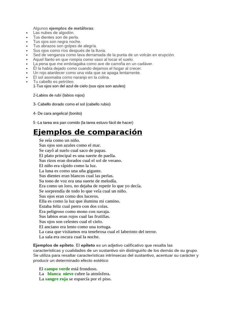 Comparaciones y metáforas en ejemplos | PDF