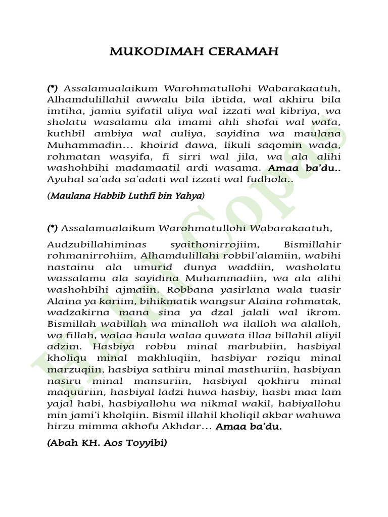 Mukodimah Ceramah | PDF
