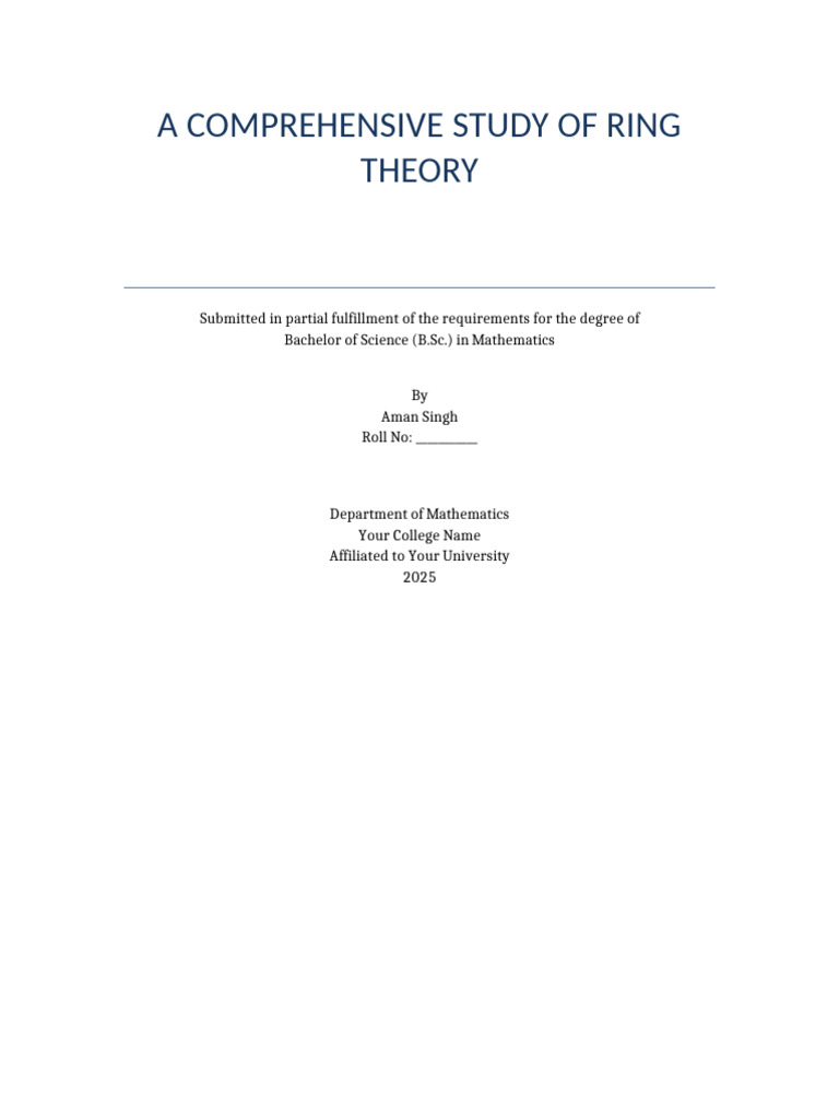 Ring Theory Project BSC | PDF