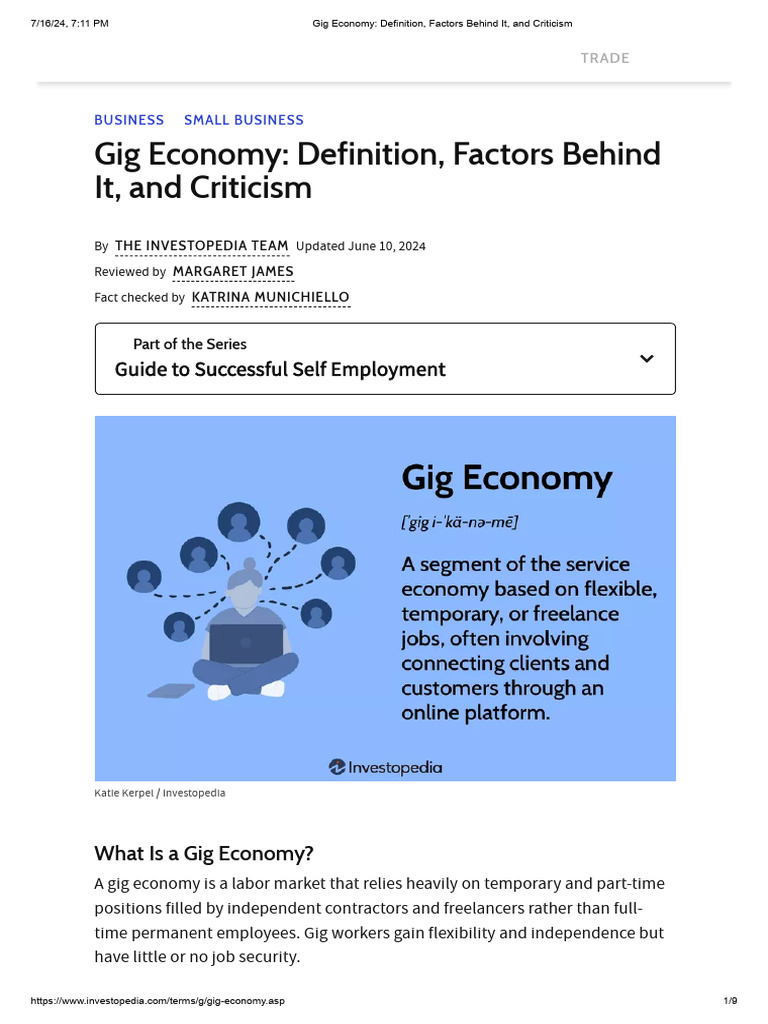 Gig Economy - Definition, Factors Behind It, and Criticism | PDF | Cost ...