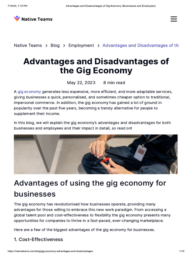 Advantages and Disadvantages of Gig Economy (Businesses and Employees ...