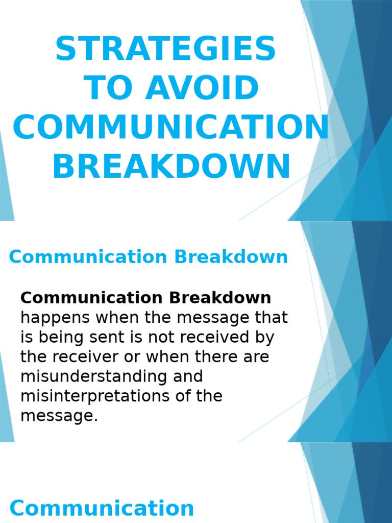 Lesson 5 Strategies To Avoid Communication Breakdown 082453 | PDF | Communication | Nonverbal ...